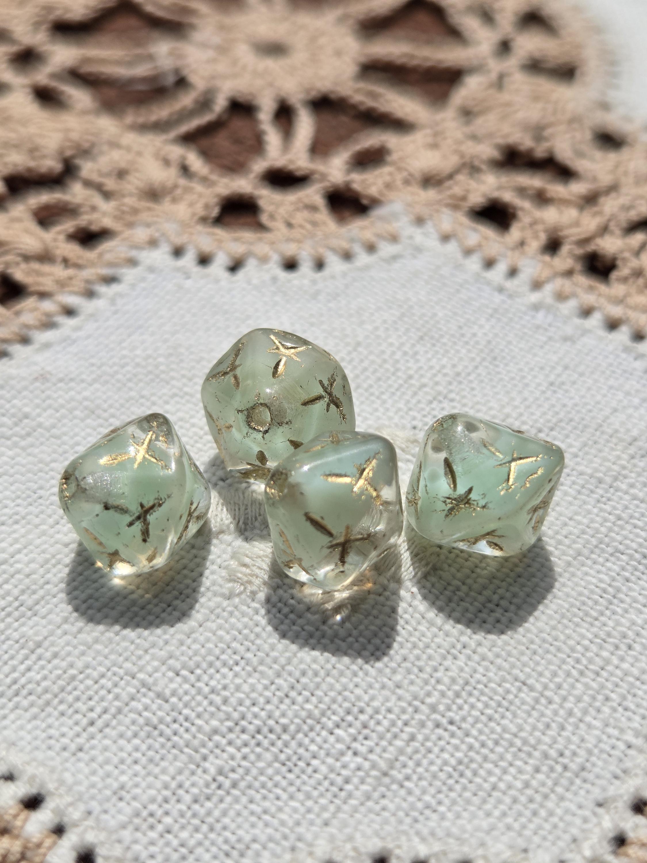 Mysterious UV Reactive Aqua Green Gold Golden Stars Geometric Bicone ...