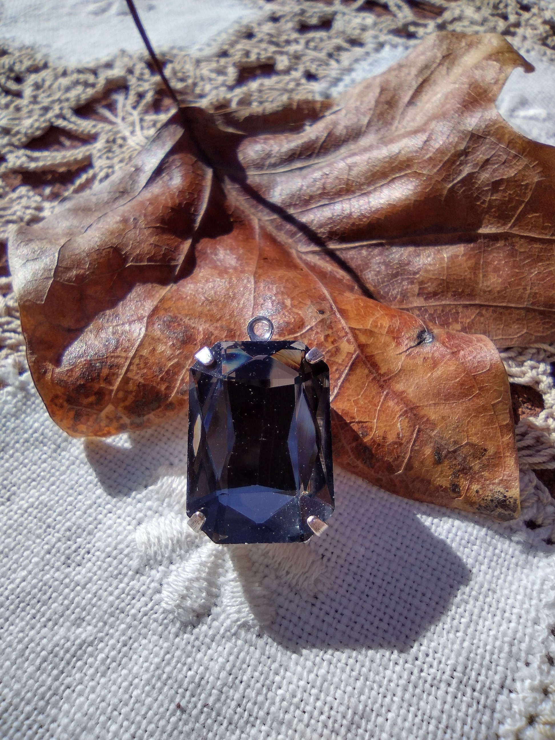 Deep Fog Grey Smoky Grey Topaz Unique Facets Pendant Vintage Bead ...