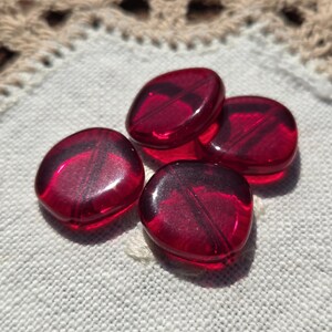 Garnet Red Deep Ruby Red Flattened Discs Vintage Czech Glass Beads - Etsy
