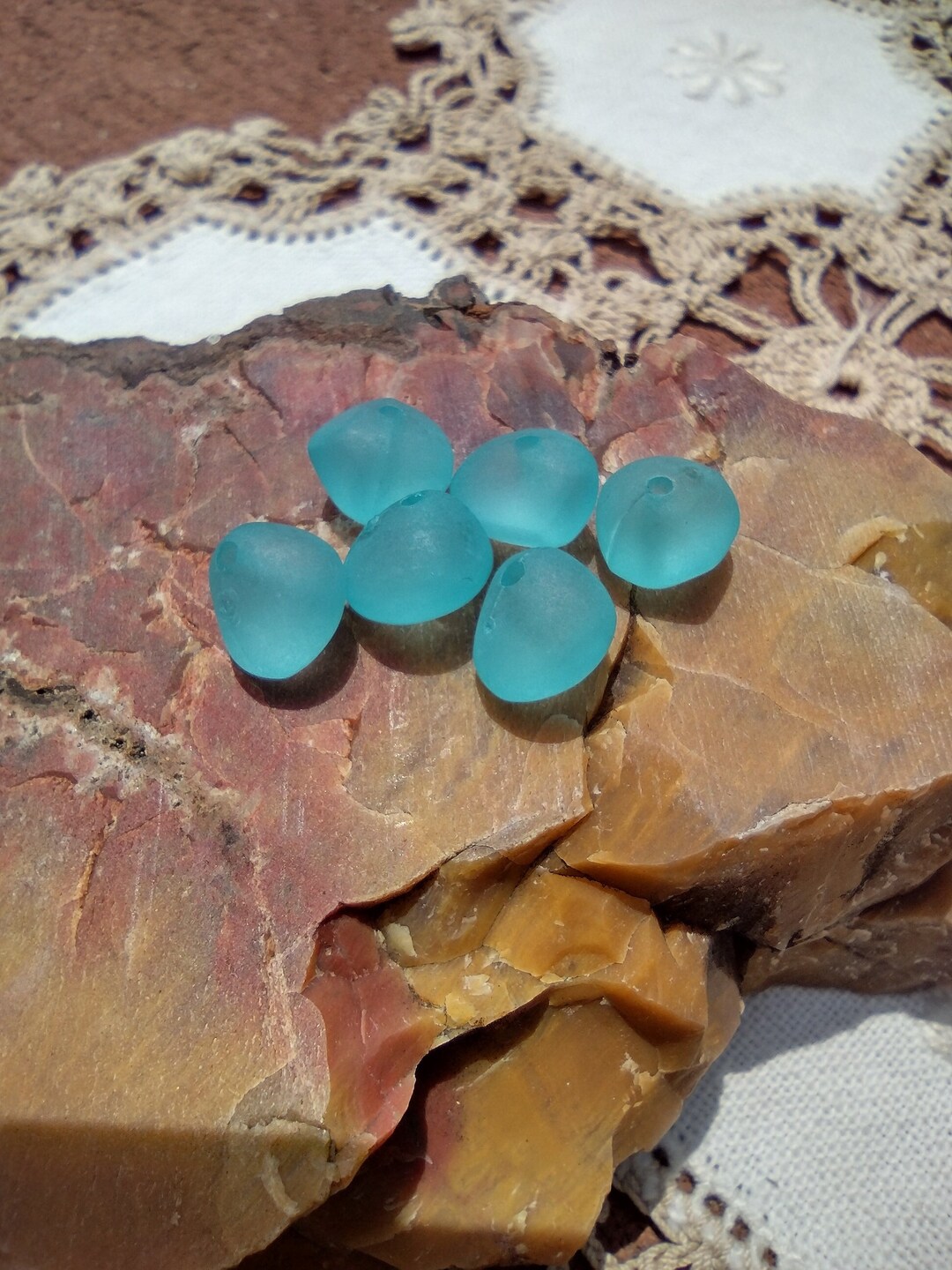 Frosted Sea Glass Capri Azure Petite Baroque Vintage Lucite - Etsy