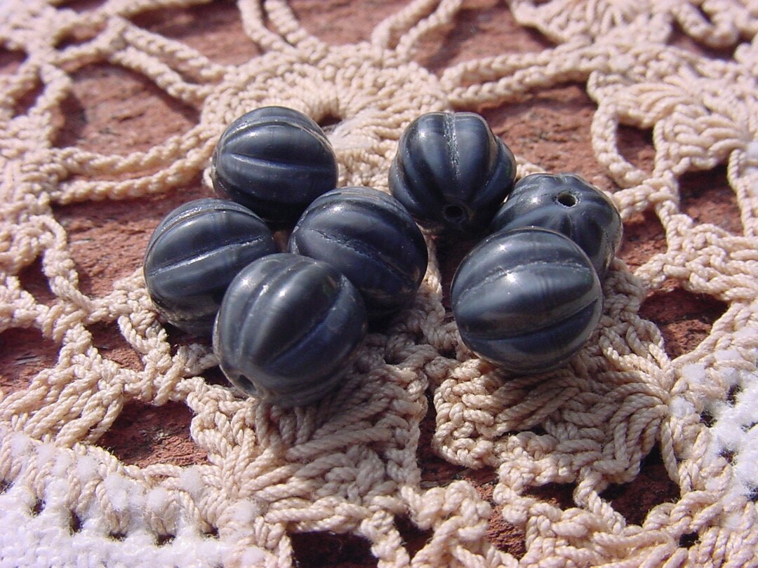 Black Silver Grey Charcoal and Graphite Satin Melons Classic Czech ...