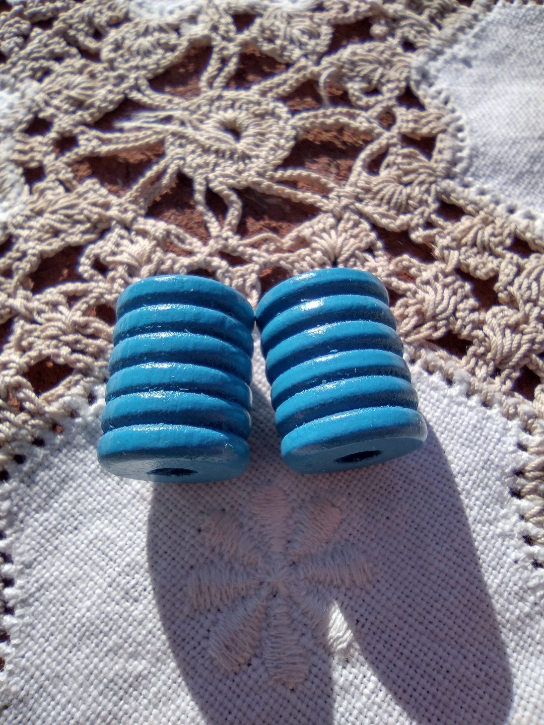 Turquoise Blue Cerulean Azure Vintage Wooden Spool Beads - Etsy