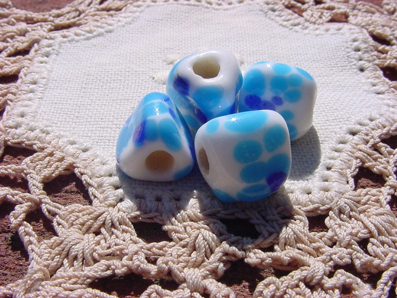 Azure Cerulean Spots Vintage Japanese Glass Beads | Etsy