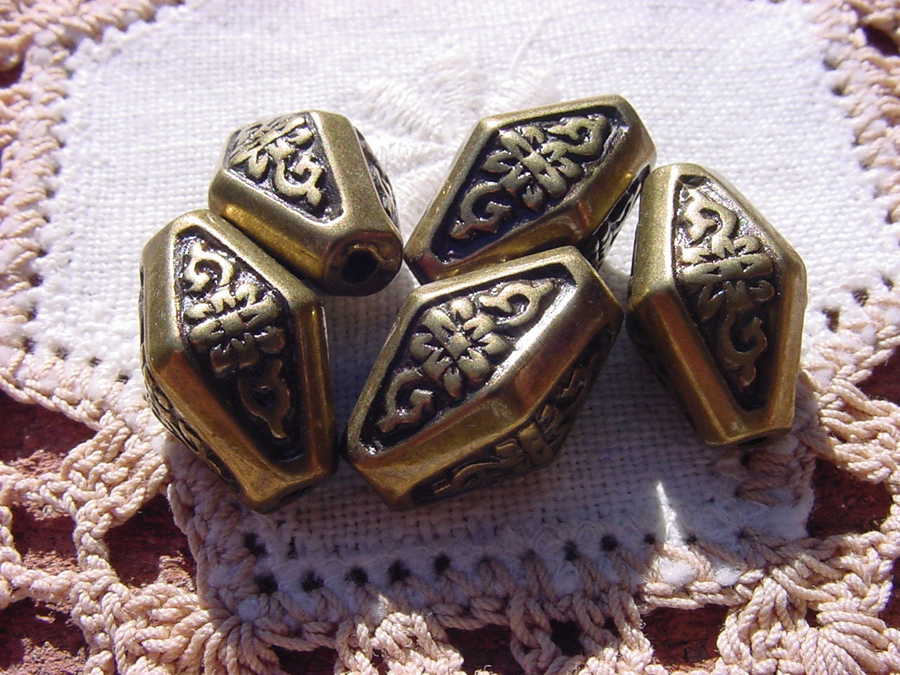 Intricate Golden Ebony Bicones Vintage Lucite Fancy Beads | Etsy