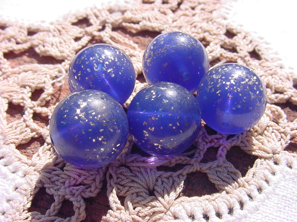 Midnight Blue Starlight Glitter Vintage Lucite Beads - Etsy