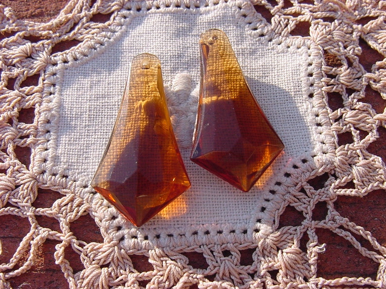 Rich Topaz Tapered Prism Drops Vintage Lucite Pendants - Etsy