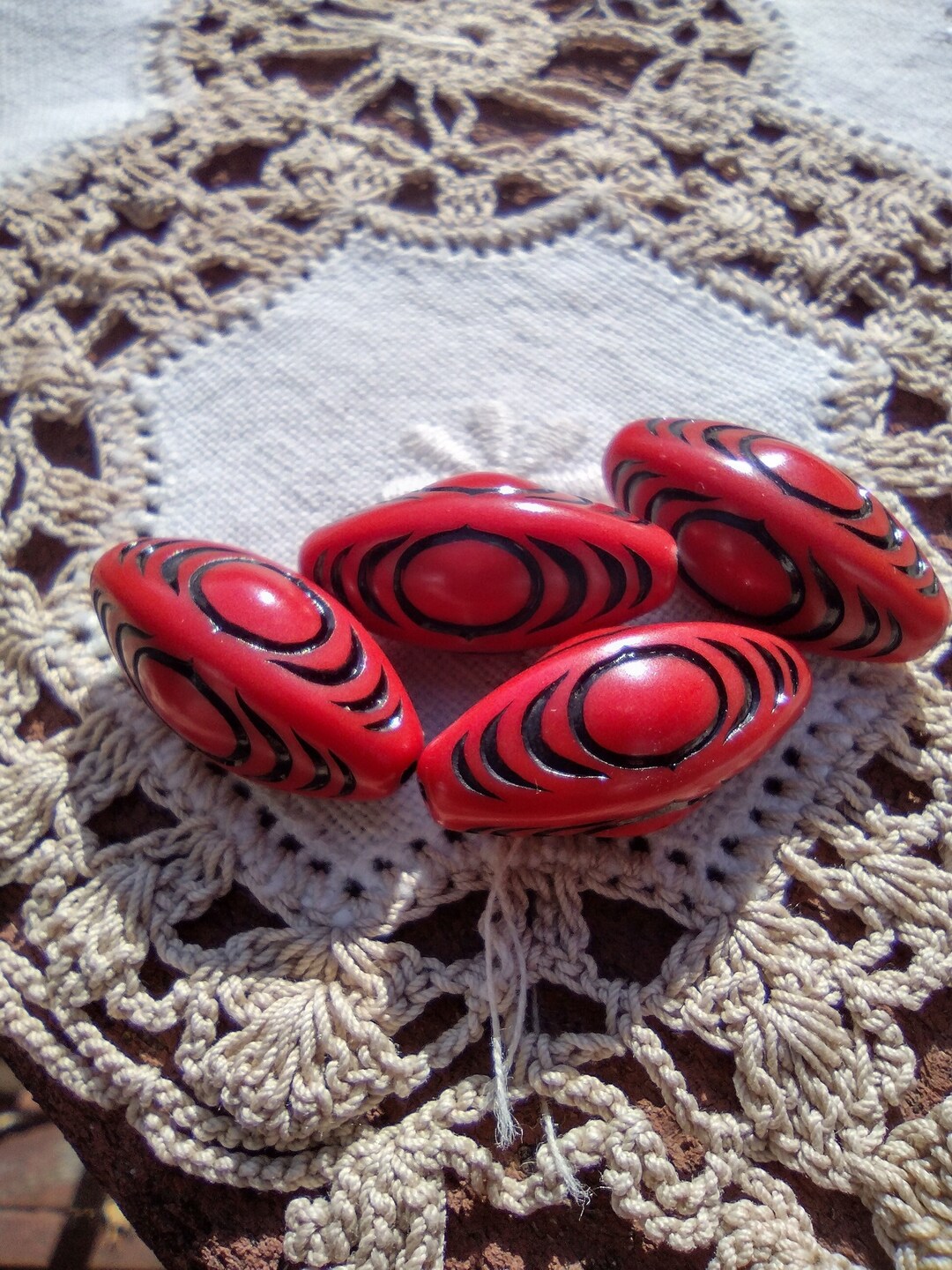 Sienna Brick Red Deep Autumn Red Jet Black Geometric Tribal Print BOLD ...