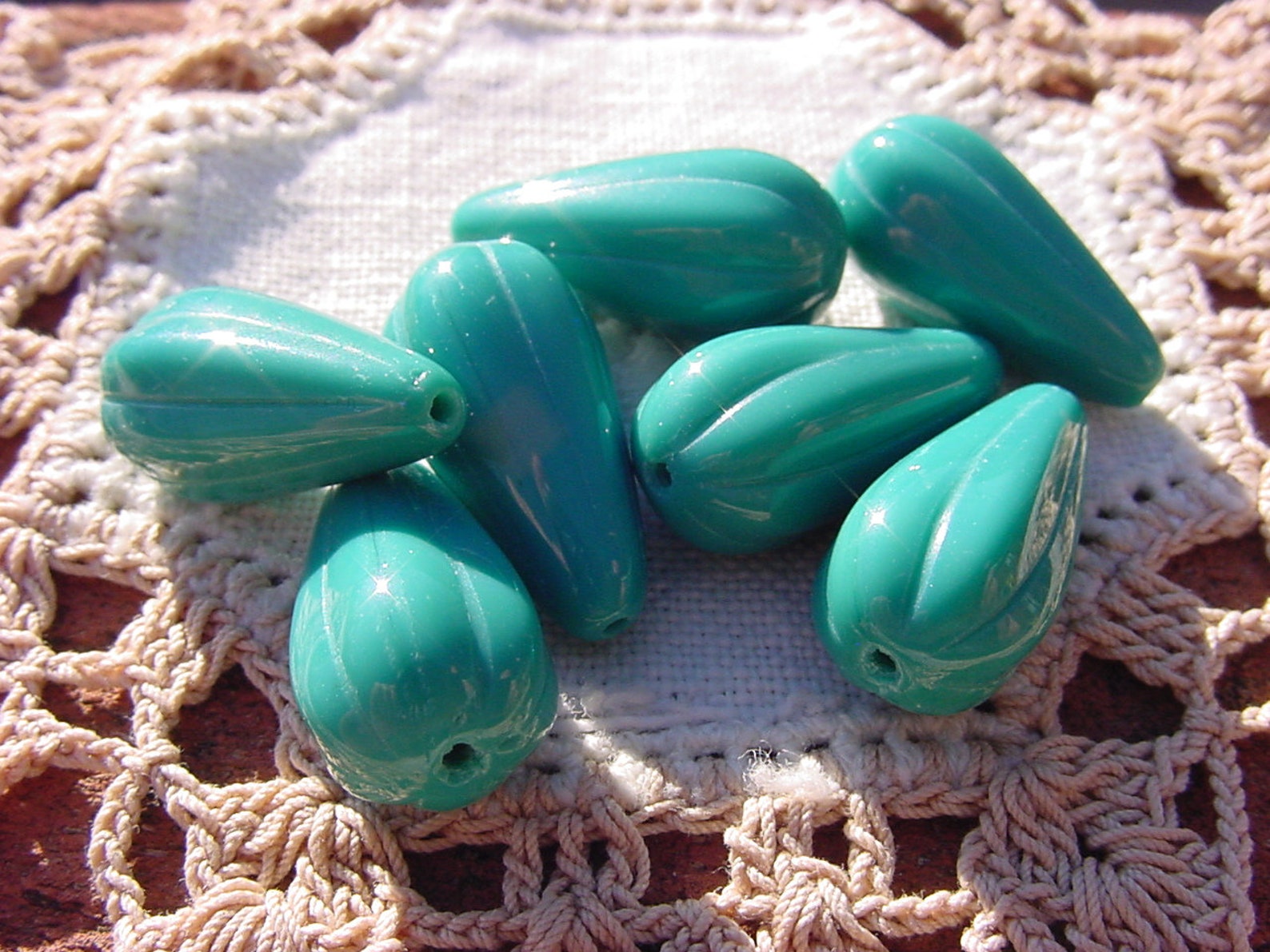 Deco Era Turquoise Vintage Style Fluted Glass Drops | Etsy