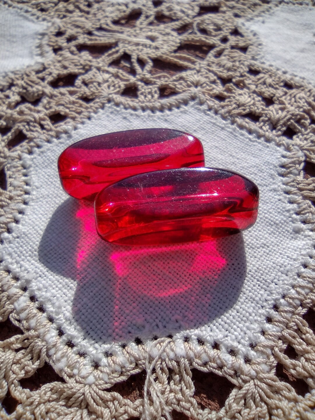 BOLD Cranberry Red Focal Size Vintage Glass Beads - Etsy