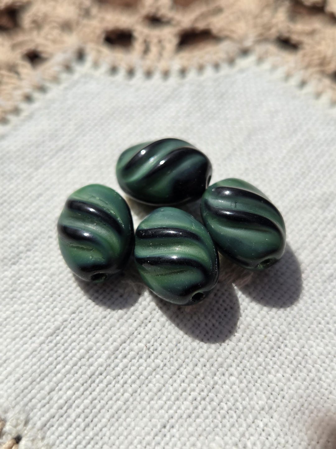 Forest Green Dark Spruce Pine Green Ebony Black Swirl Etched Vintage ...