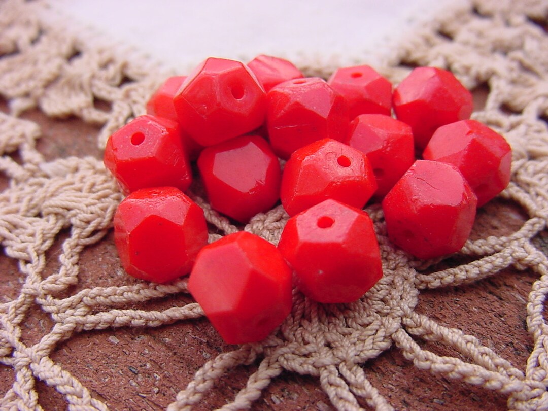 Cherry Red Candy Apple Crimson Red English Cuts Rough Cuts Vintage Glass Beads - Etsy