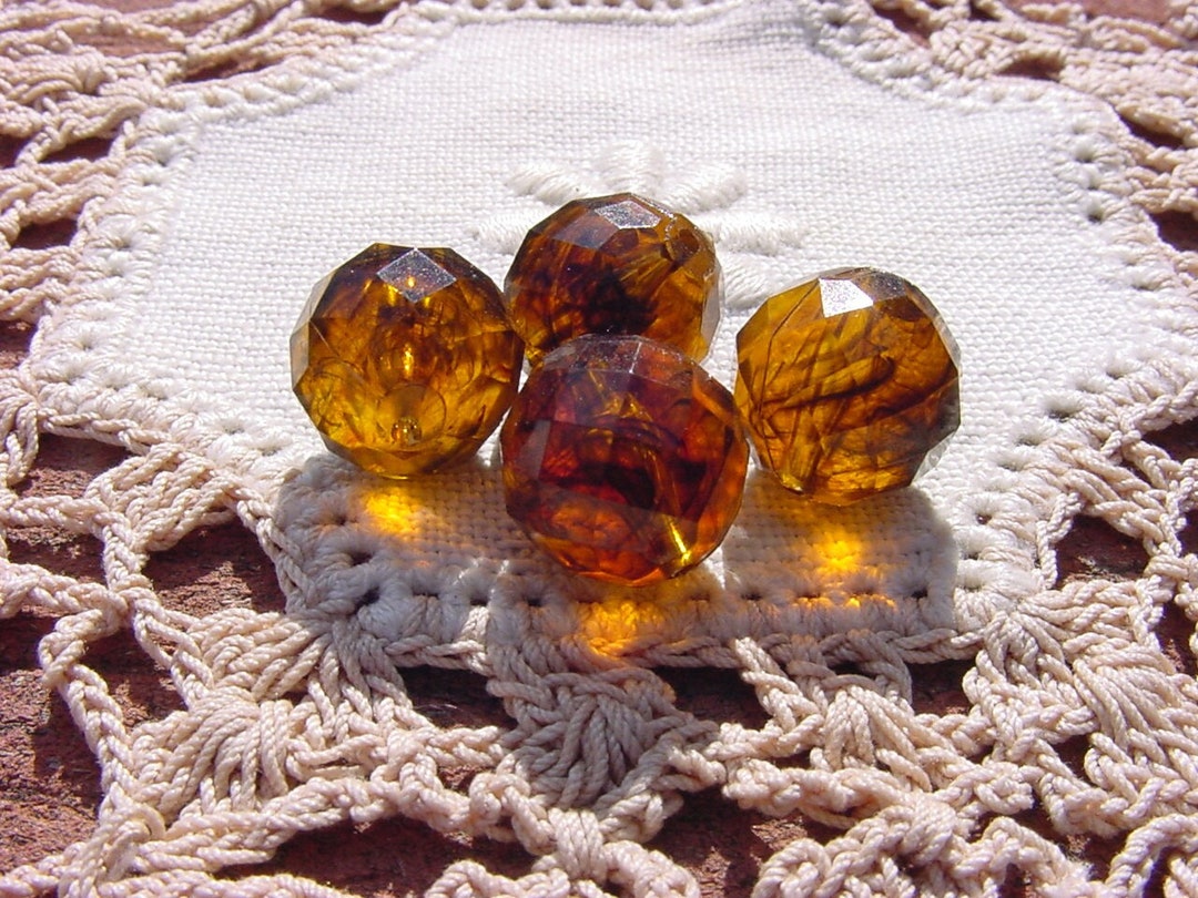 Tiger Eye Inner Topaz Swirls Facets Vintage Lucite Beads - Etsy
