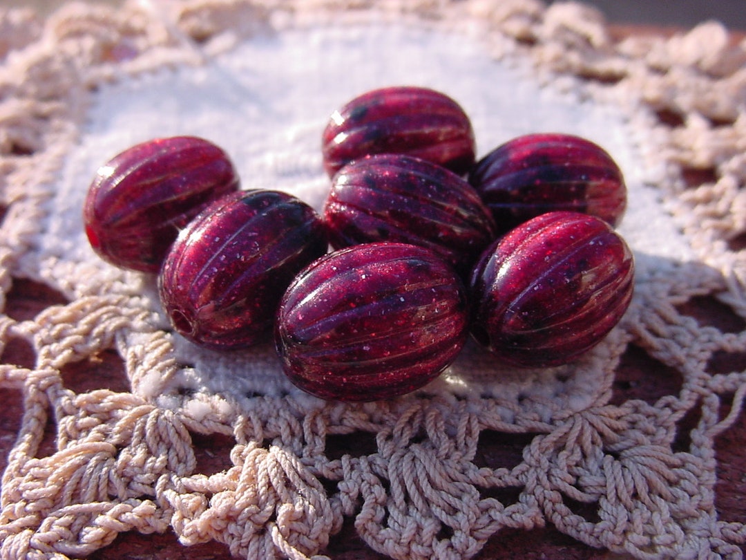 Metallic Burgundy Merlot Deep Red Granite-like Fluted Vintage Lucite ...