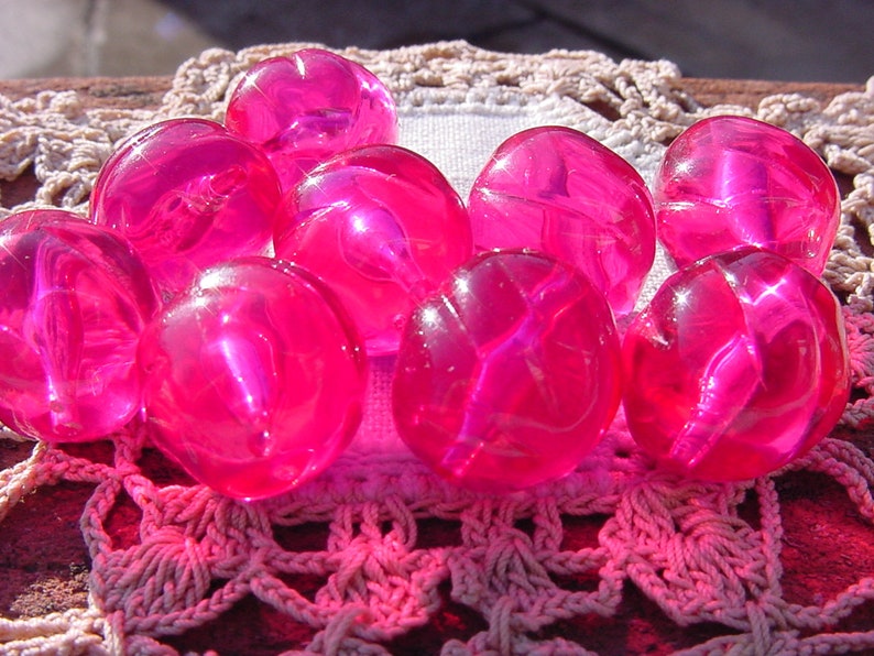 Neon Pink Punch Glowing Swirls Vintage Lucite Beads | Etsy