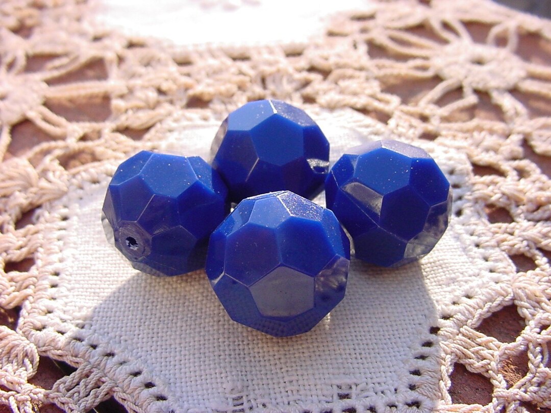 Navy Blue True Blue Indigo Midnight Blue Bold Facets Vintage Lucite ...