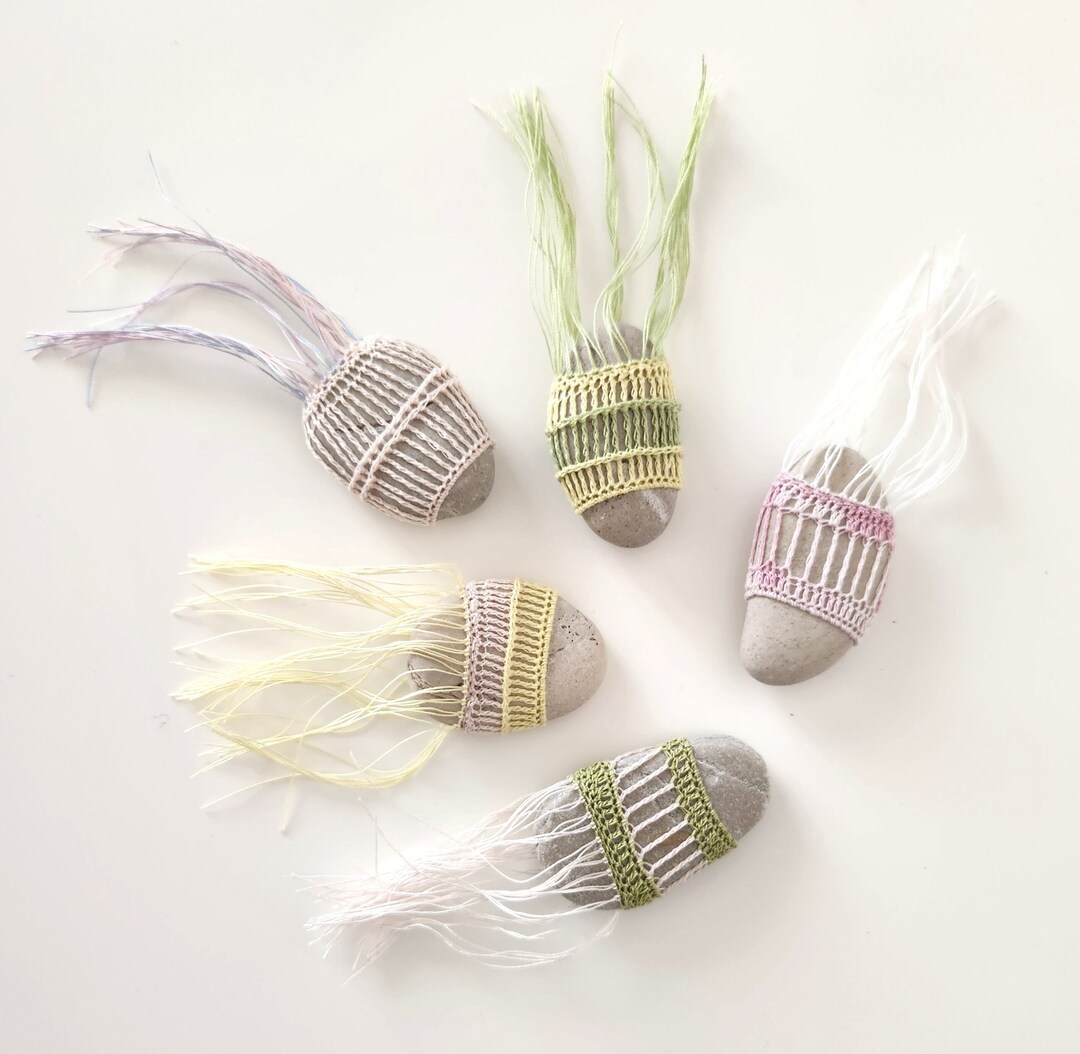 Crochet, Crochet Gifts, Handmade, Original, Crocheted Pebbles, Pastel ...