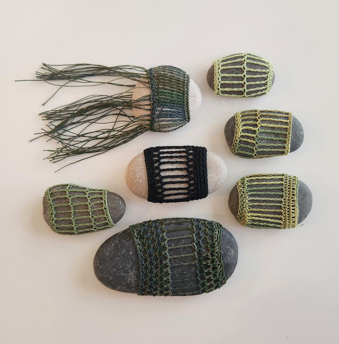 Crochet, Crochet Gifts, Handmade, Original, Crocheted Pebbles, Black ...