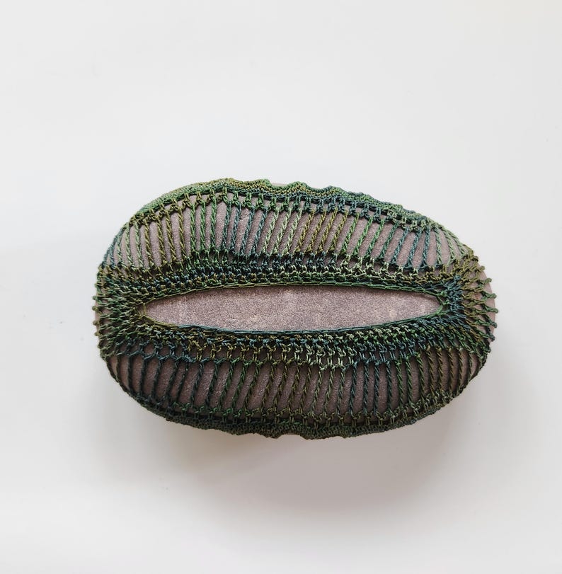 Crochet Lace Stone: Variegated Green Triple Fern Pattern, Home Decor ...
