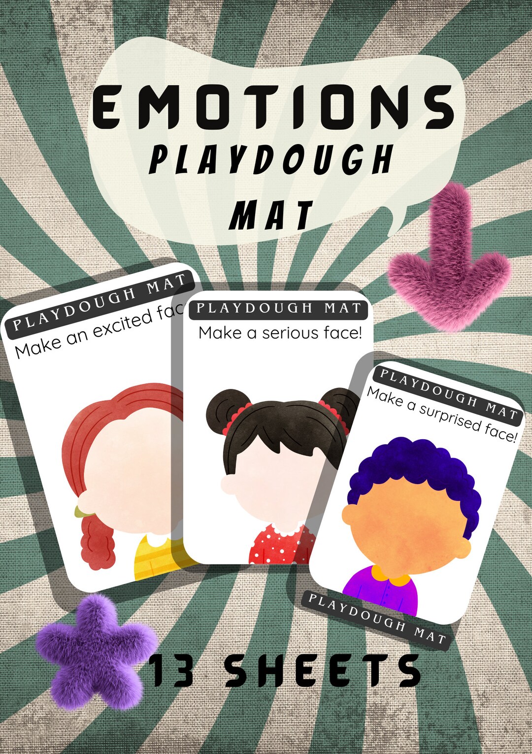 Emotions Playdough Mat Educational Face Forming Sheets. Plus Bonus ...