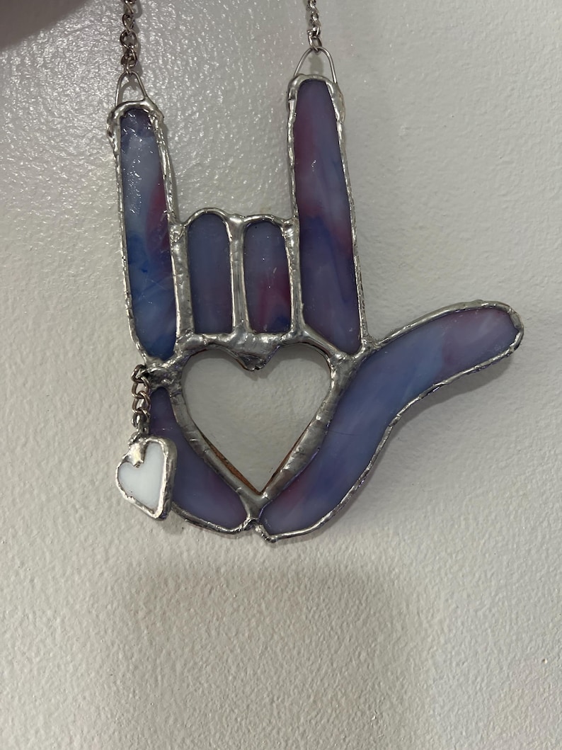Stained Glass ASL I Love You W/ Mini Heart - Etsy
