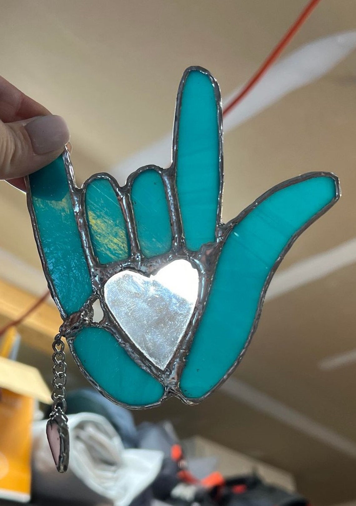 Stained Glass ASL I Love You W/ Mini Heart - Etsy