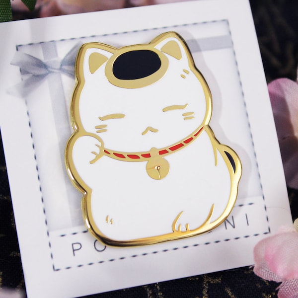 White Cat Pin - Etsy