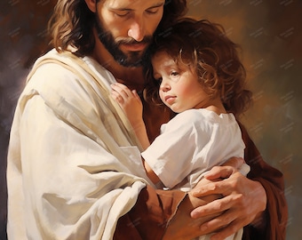 Jesus Hugging Child Drawing Print Hugging Child Drawing Jesus & Child ...