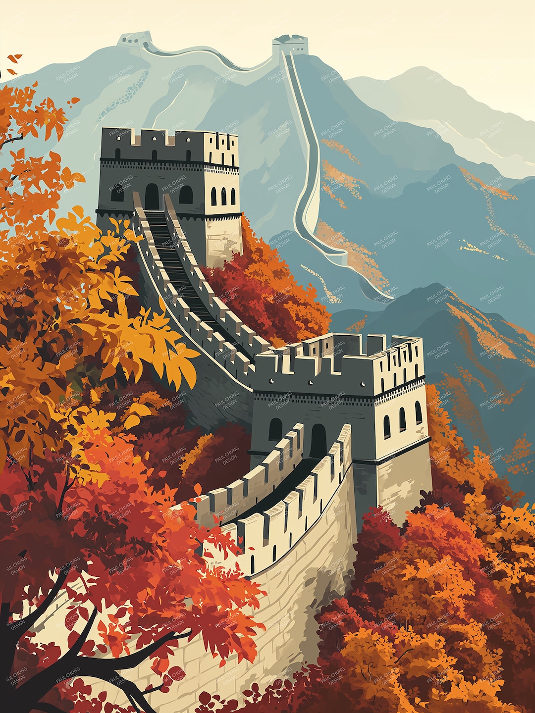 The Great Wall of China-graphic Poster - Etsy