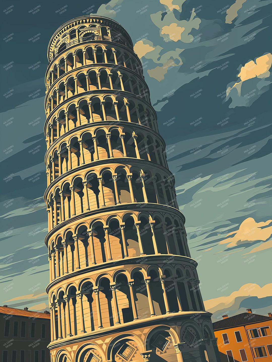 The Leaning Tower of Pisa-graphic Poster - Etsy