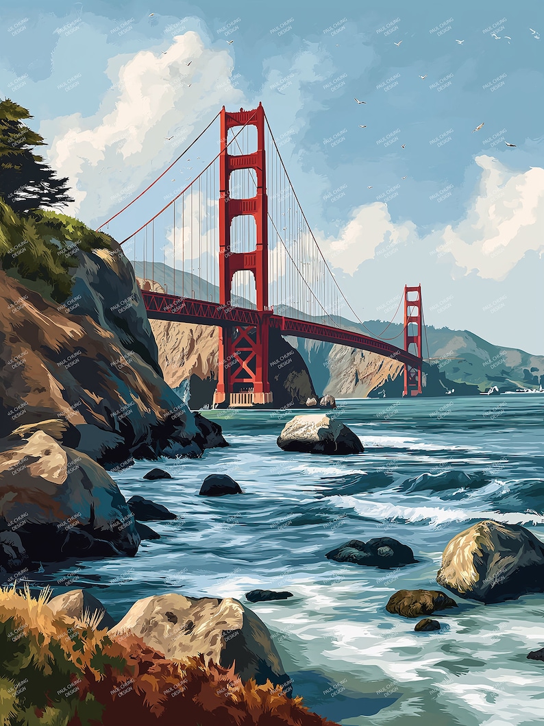 Golden Gate Bridge-graphic Poster - Etsy