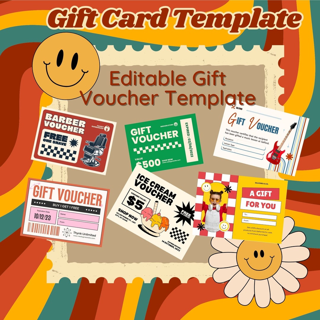 Gift Card Template, Editable Gift Voucher Template, Greenery Editable ...