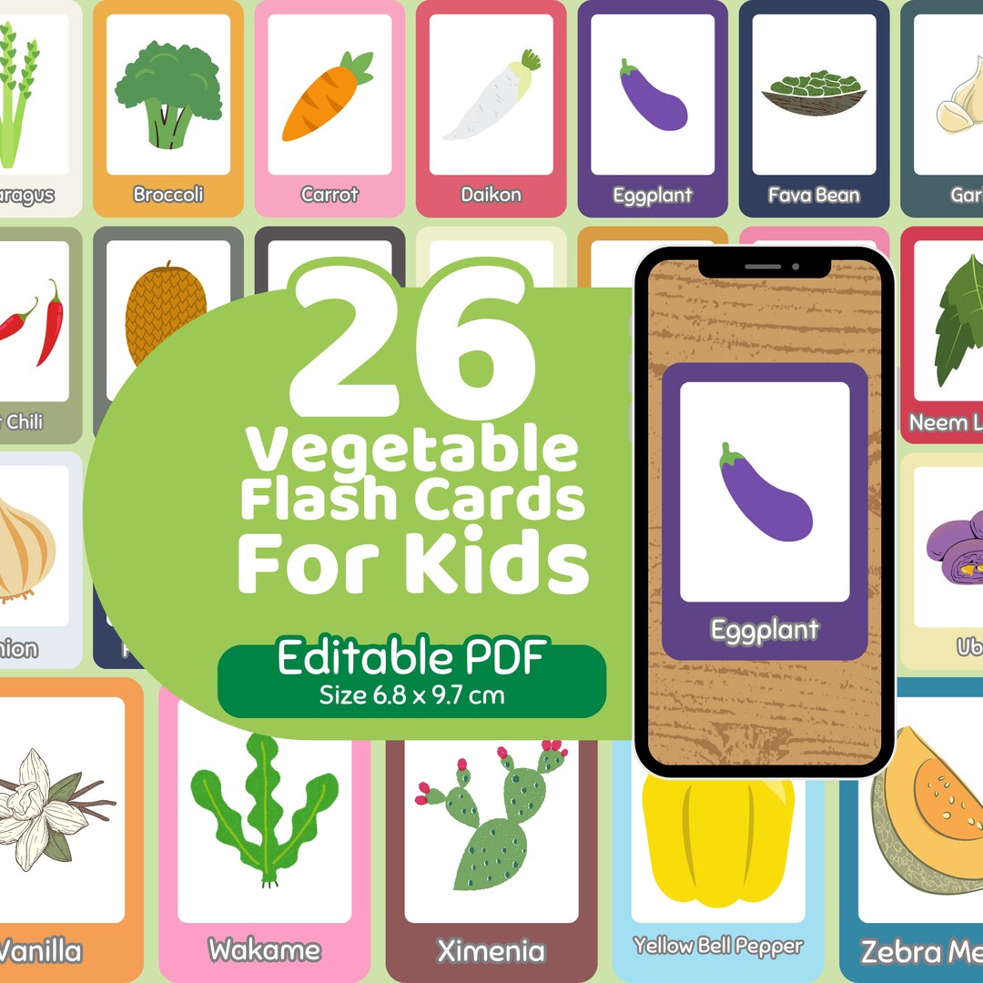 26 Vegetable Flashcards, Counting Cards, Printable Number Flash Cards ...
