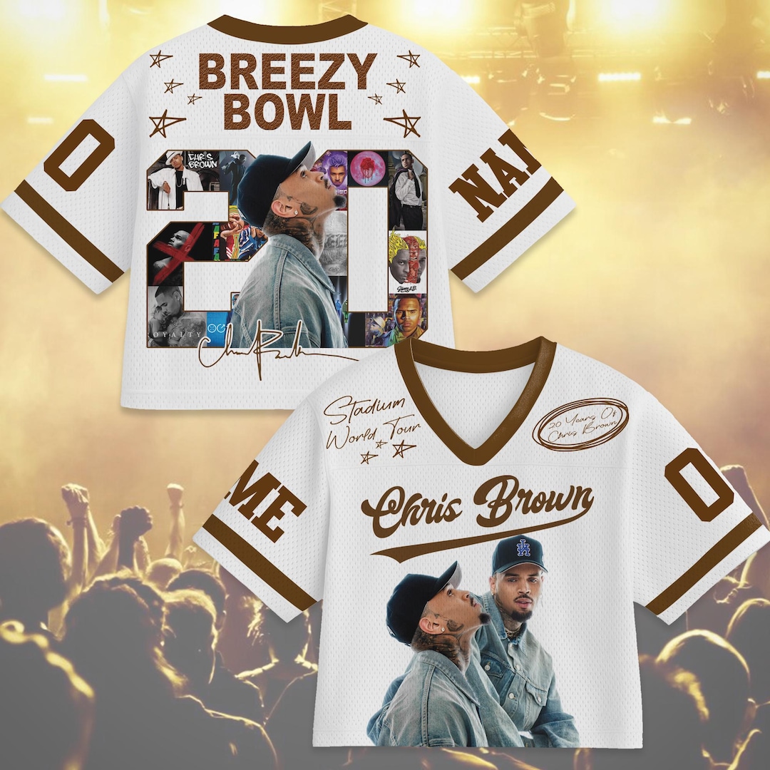 Personalized Chris Brown Tour Crop Top Football Jersey, Breezy Bowl ...