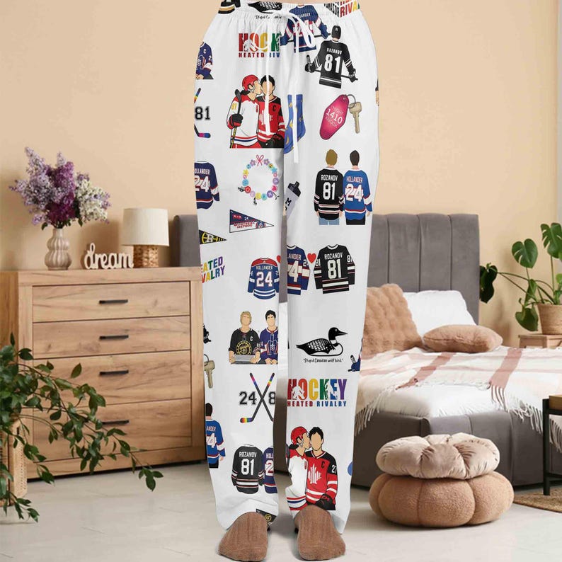 Heated Rivalry Romance Pajama Pants, Hockey Romance Lounge Pants, MM ...