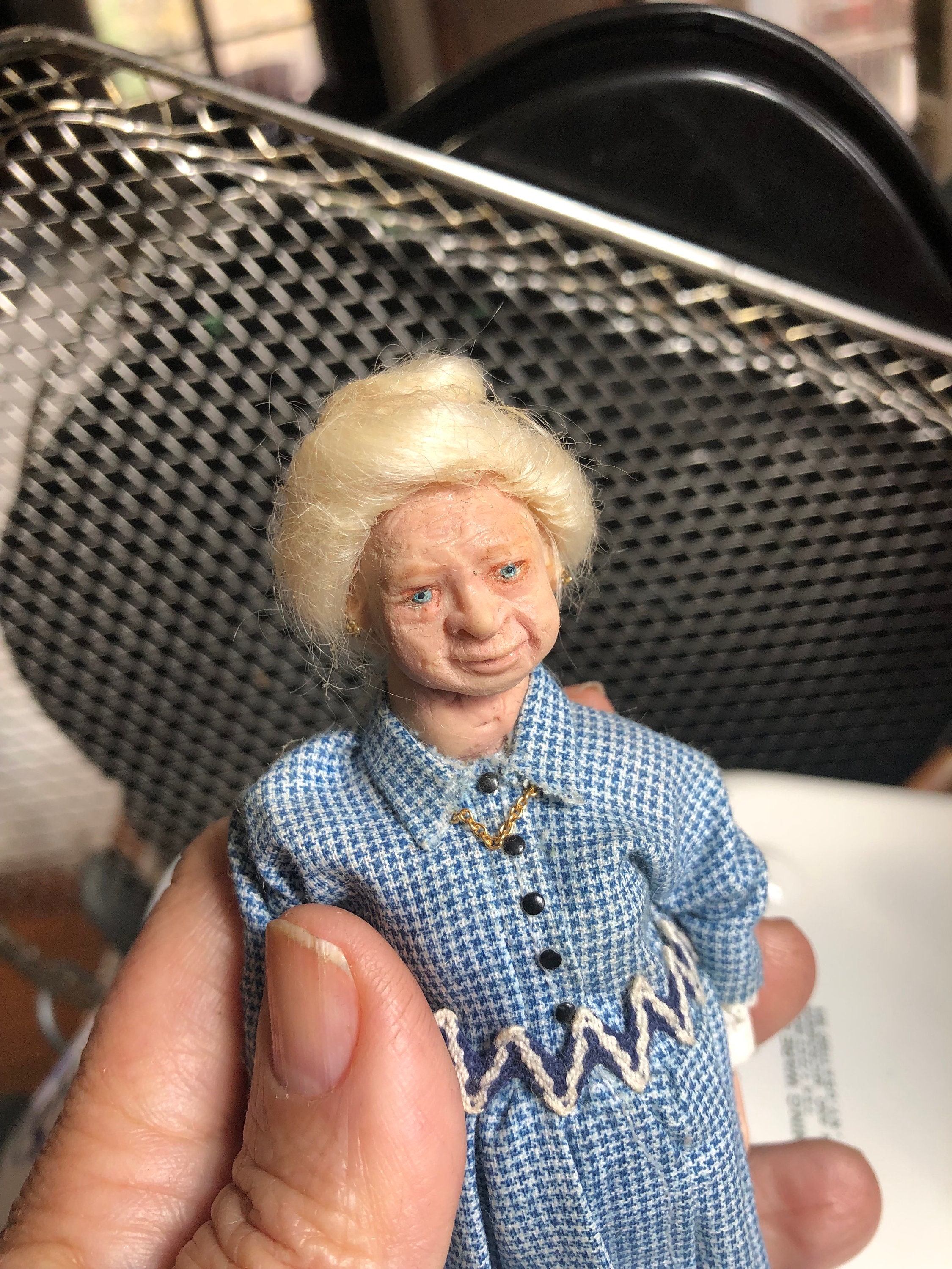 Miniature Dollhouse 1:12 Grandma Doll by Woolytales Miniatures - Etsy