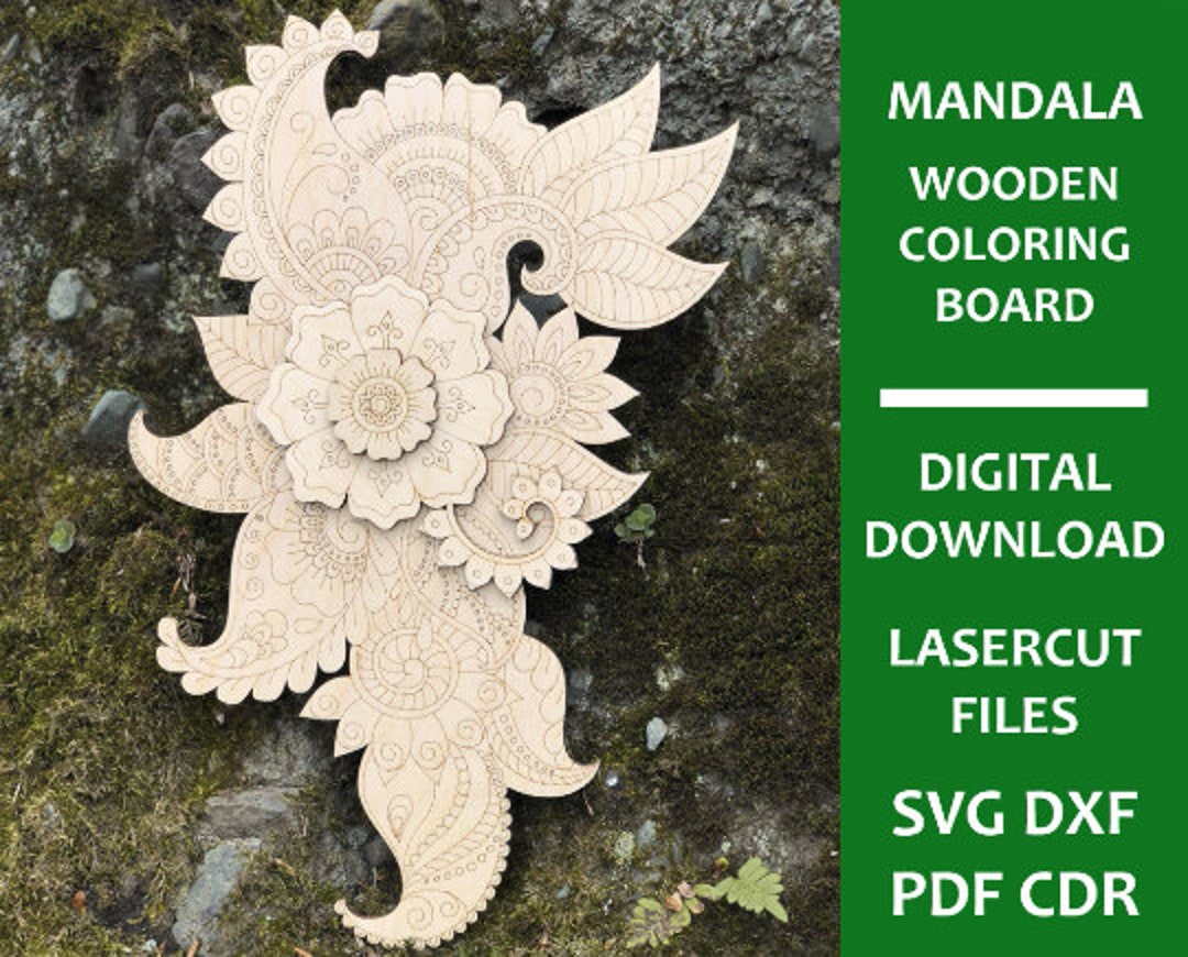 Mandala Wooden Coloring Board Multilayer Laser Cut DXF Mandala Svg ...