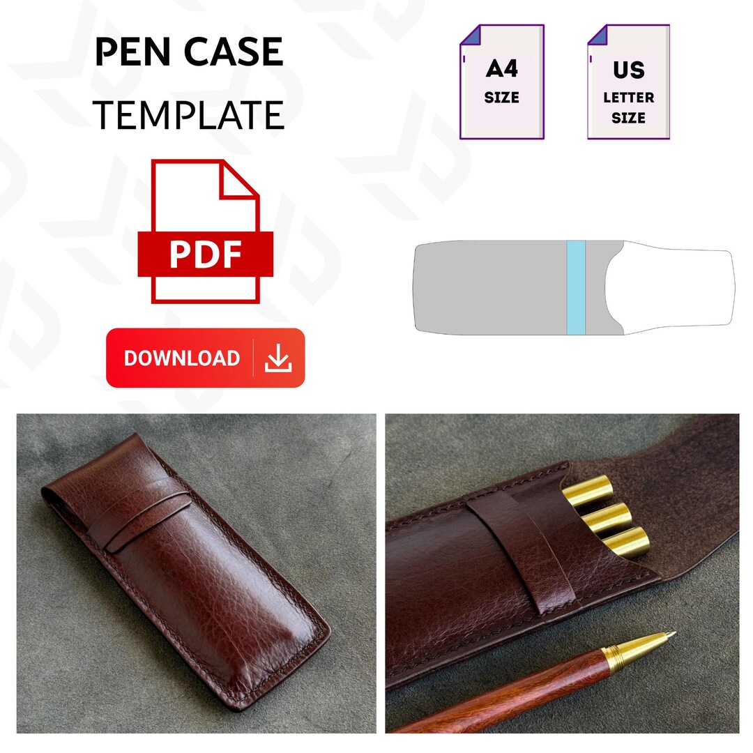 Minimal Leather Pencil Case Pattern – DIY PDF Template, Simple Pen ...