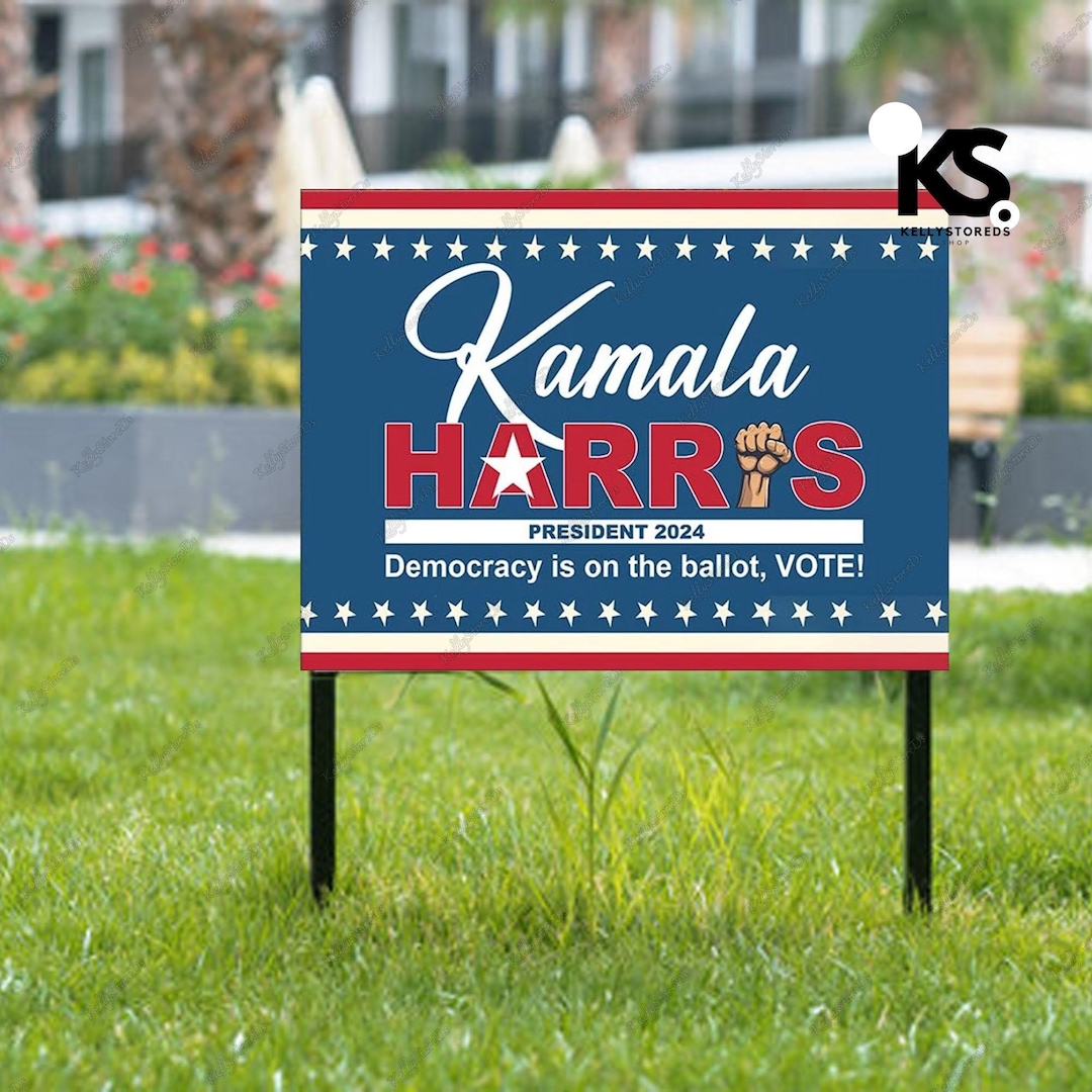 Kamala Harris Yard Sign, Cat for Kamala Sign, Democrat Garden Sign ...