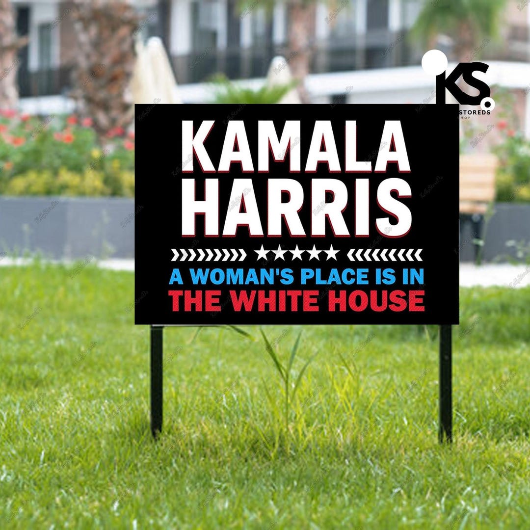 Kamala Harris Yard Sign, Cat People Kamala Harris Sign, Democrat Garden ...