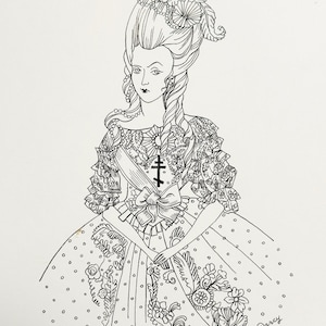 Rococo Duchess Illustration Original Pen and Ink Hand Made Drawing ...