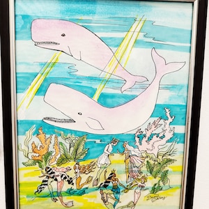 Art Print Whales Mermaid Color Illustration Dame Darcy - Etsy