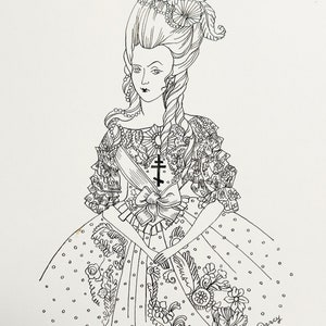 Rococo Duchess Illustration Original Pen and Ink Hand Made Drawing ...