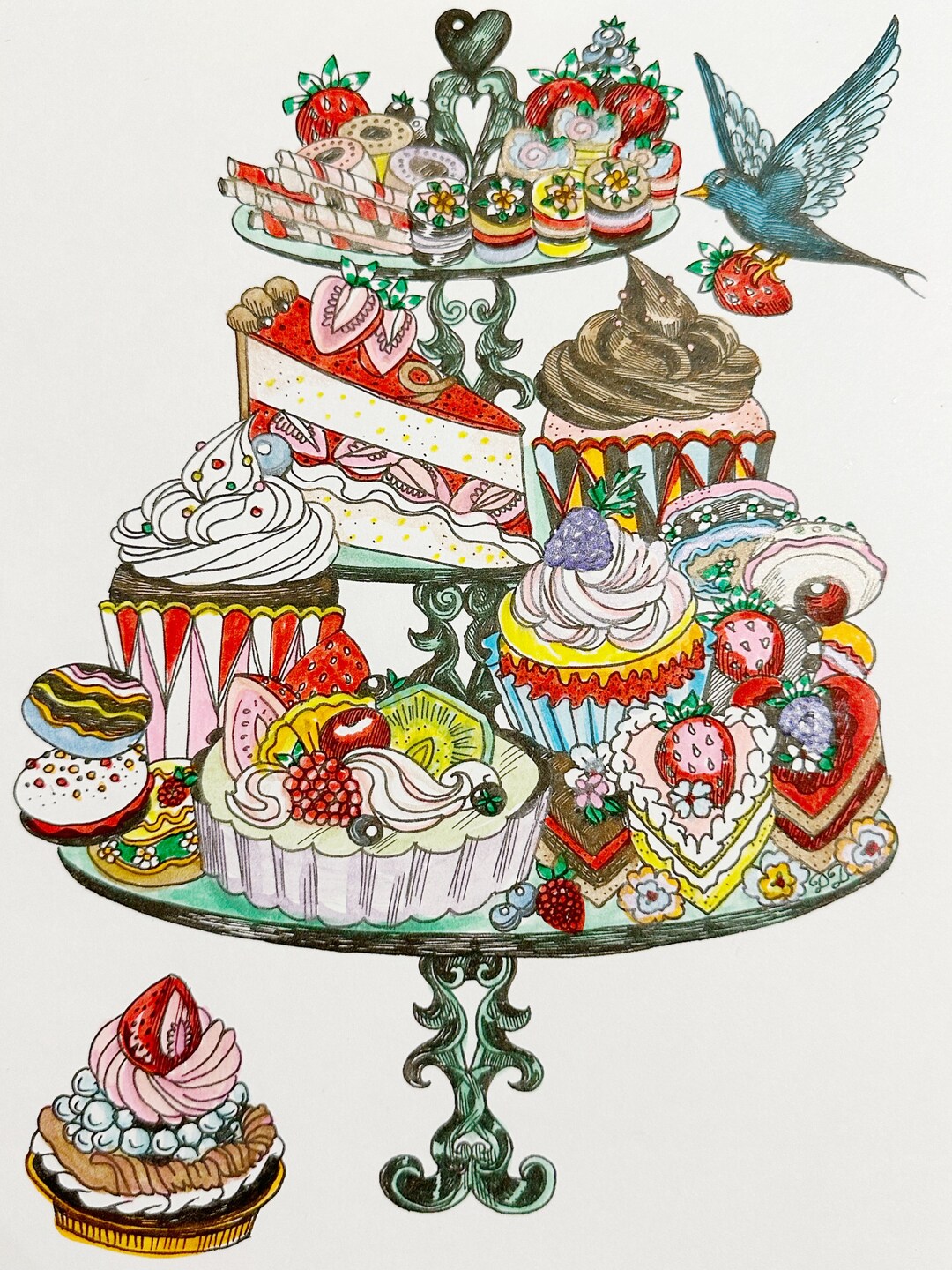 Color Cakes Illustration Original Pen and Ink Hand Made Drawing Graphic ...
