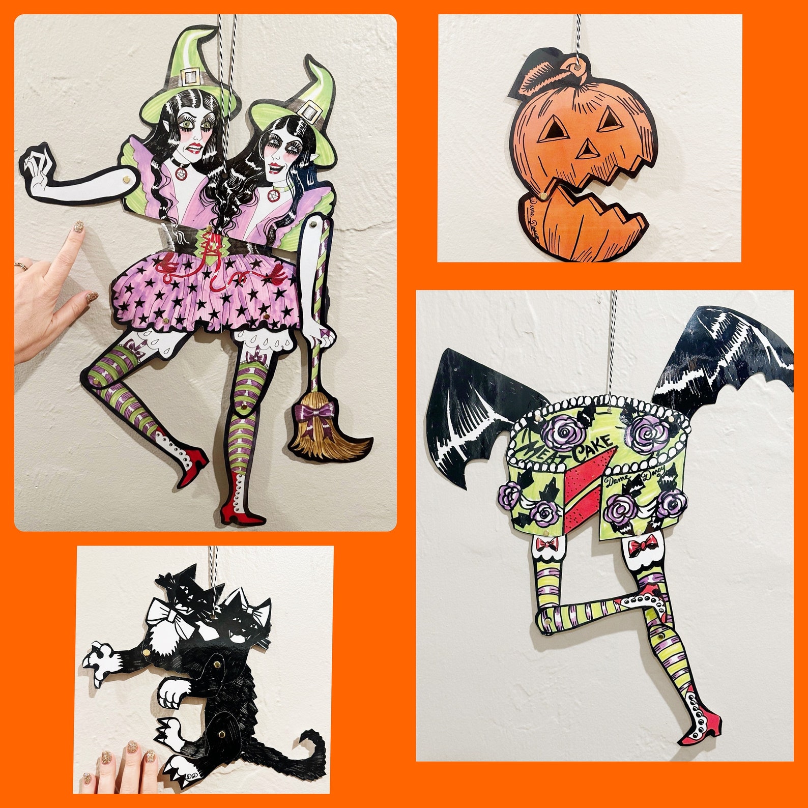 Halloween Paper Doll Decoration: Dame Darcy Gothic Art, Black Cat ...