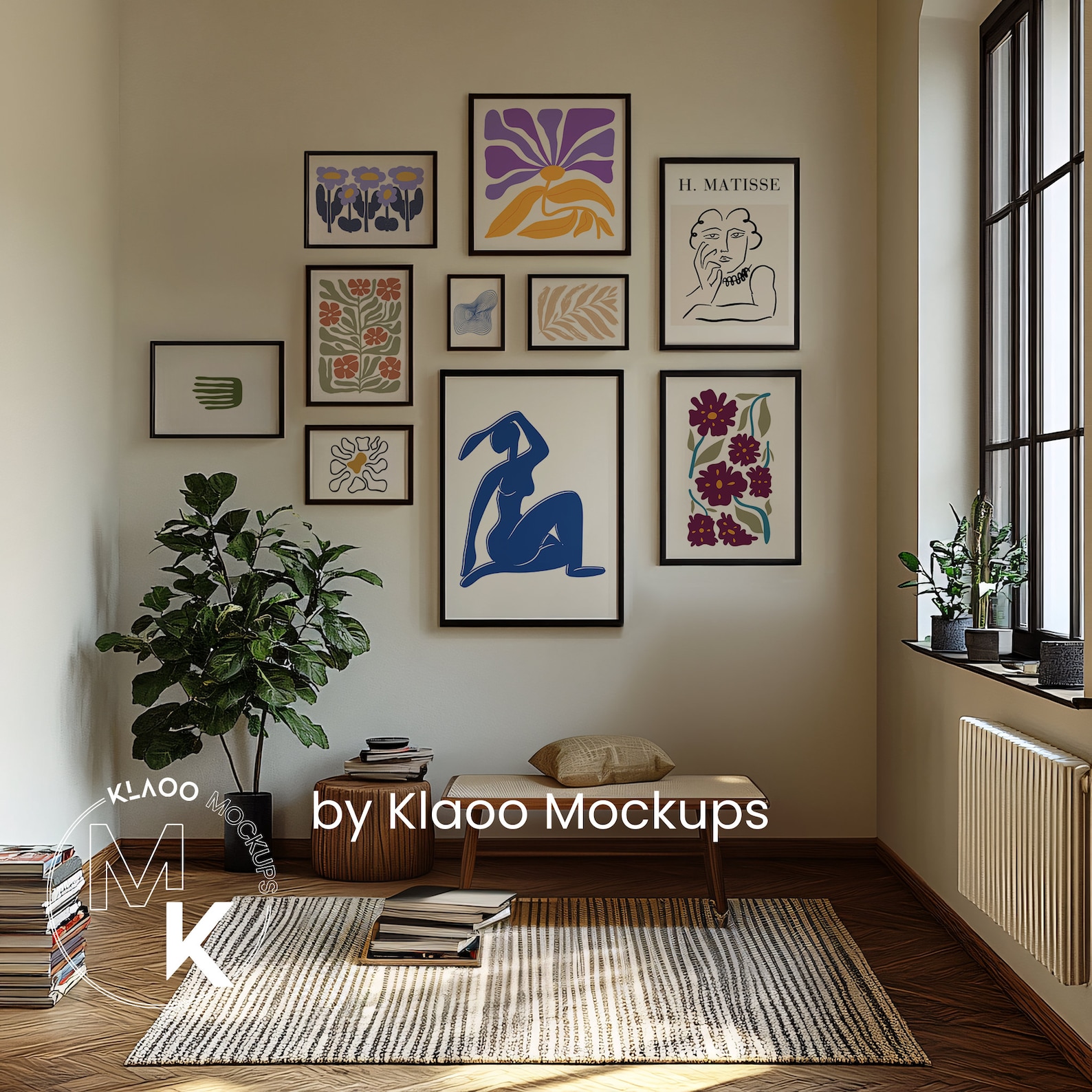 Gallery Wall Mockup PSD, 10 Frames Mockup, Black Frame Mockup Gallery ...