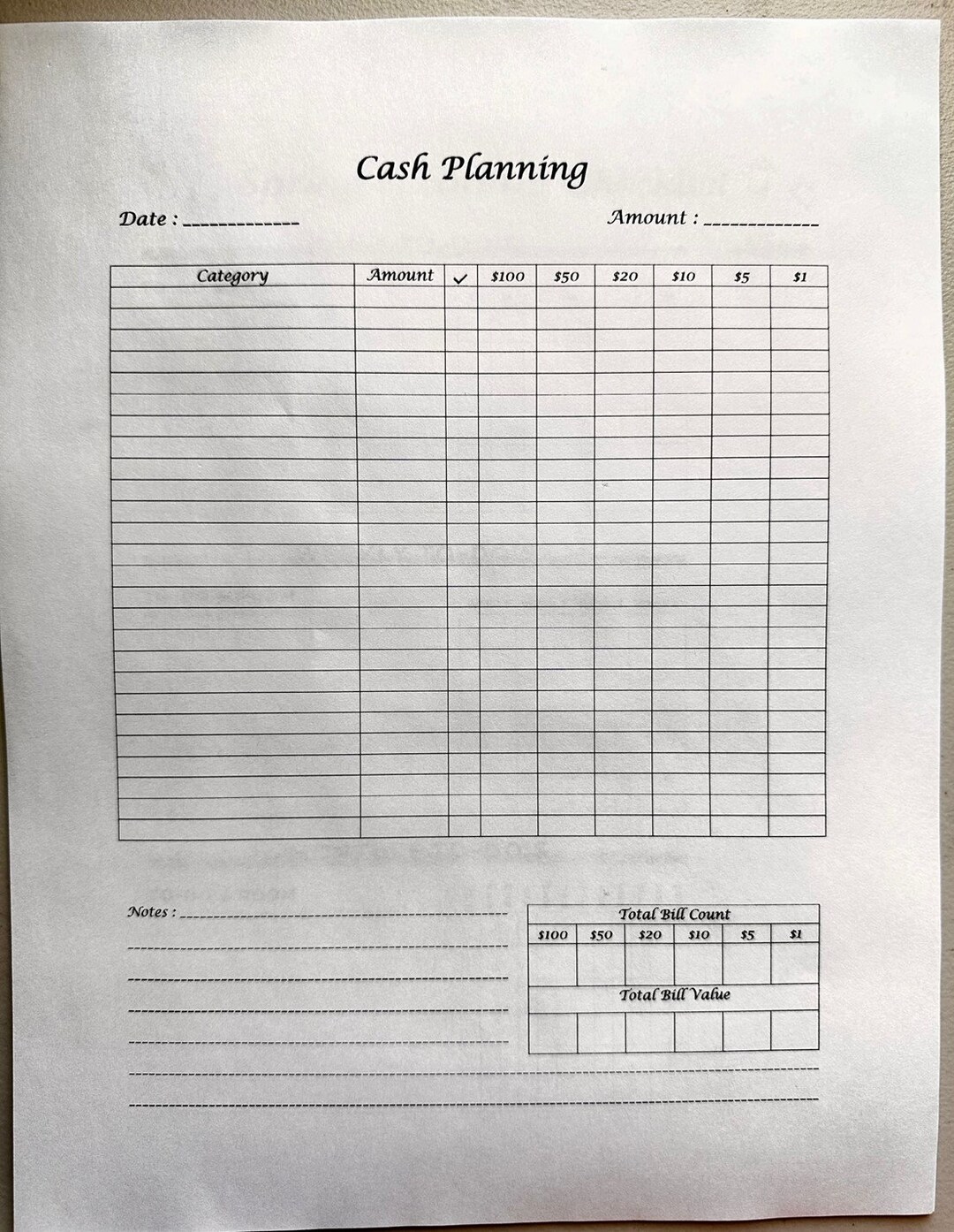 Cash Planning Spreadsheet - Etsy