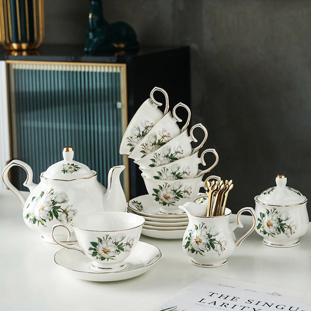 Handmade Ceramic Coffee Set Ceramic Coffee Cup and Saucer Set European Ceramic Tea Set Tea Party ...