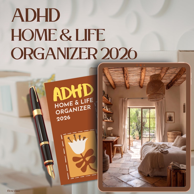 ADHD Home Organizer 2026 Daily Weekly Monthly Organizer Canva Editable ...