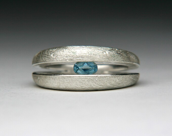 Sterling Silver Tension Set Ring Aquamarine - Etsy