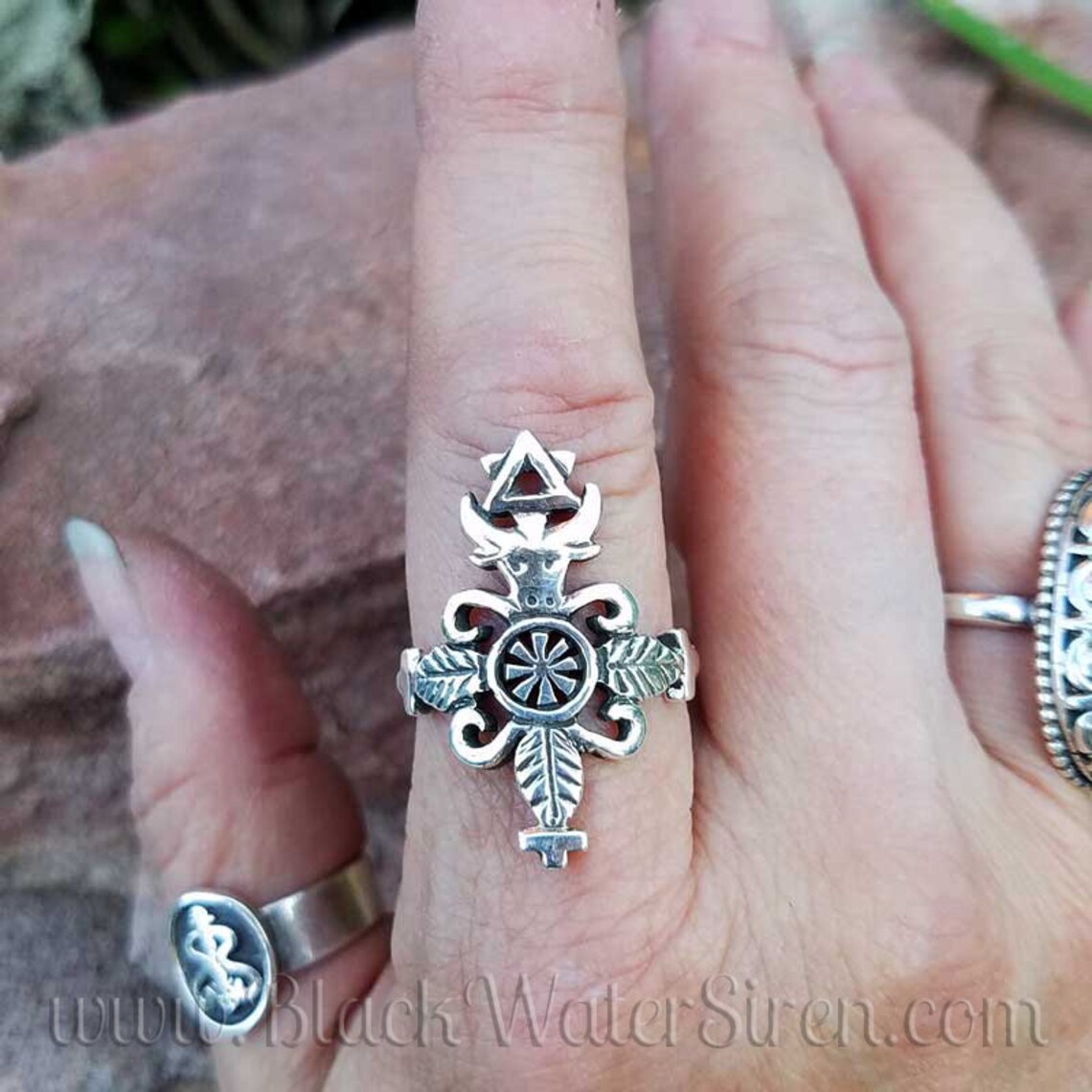 BOSSOU BULL RING Voodoo Vodou Loa Lwa Veve in 925 Sterling | Etsy